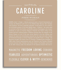 Caroline Personalized Name Meaning Art Prints – Name Stories