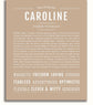 Caroline Personalized Name Meaning Art Prints – Name Stories
