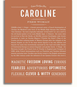 Caroline Personalized Name Meaning Art Prints – Name Stories