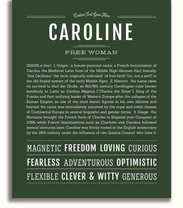 Caroline Personalized Name Meaning Art Prints – Name Stories
