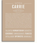 Carrie Personalized Name Meaning Art Prints – Name Stories