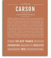 Carson Personalized Name Meaning Art Prints – Name Stories