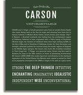 Carson Personalized Name Meaning Art Prints – Name Stories