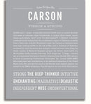 Carson Personalized Name Meaning Art Prints – Name Stories