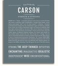 Carson Personalized Name Meaning Art Prints – Name Stories