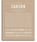 Carson Personalized Name Meaning Art Prints – Name Stories