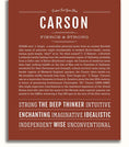 Carson Personalized Name Meaning Art Prints – Name Stories