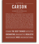 Carson Personalized Name Meaning Art Prints – Name Stories