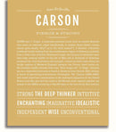 Carson Personalized Name Meaning Art Prints – Name Stories