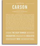 Carson Personalized Name Meaning Art Prints – Name Stories