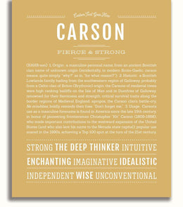 Carson Personalized Name Meaning Art Prints – Name Stories