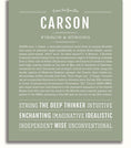 Carson Personalized Name Meaning Art Prints – Name Stories