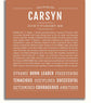 Carsyn Personalized Name Meaning Art Prints – Name Stories