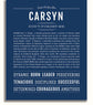 Carsyn Personalized Name Meaning Art Prints – Name Stories