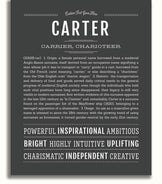 Carter Personalized Name Meaning Art Prints – Name Stories