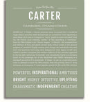 Carter Personalized Name Meaning Art Prints – Name Stories