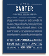 Carter Personalized Name Meaning Art Prints – Name Stories