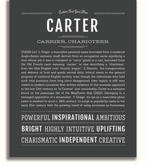 Carter (male) | Name Art Print – Name Stories