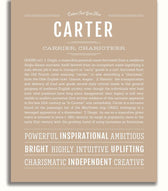 Carter Personalized Name Meaning Art Prints – Name Stories
