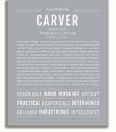 Carver Personalized Name Meaning Art Prints – Name Stories