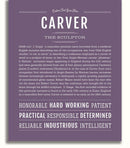 Carver Personalized Name Meaning Art Prints – Name Stories