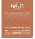 Carver Personalized Name Meaning Art Prints – Name Stories