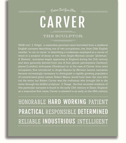 Carver Personalized Name Meaning Art Prints – Name Stories