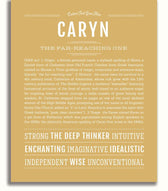 Caryn Personalized Name Meaning Art Prints – Name Stories