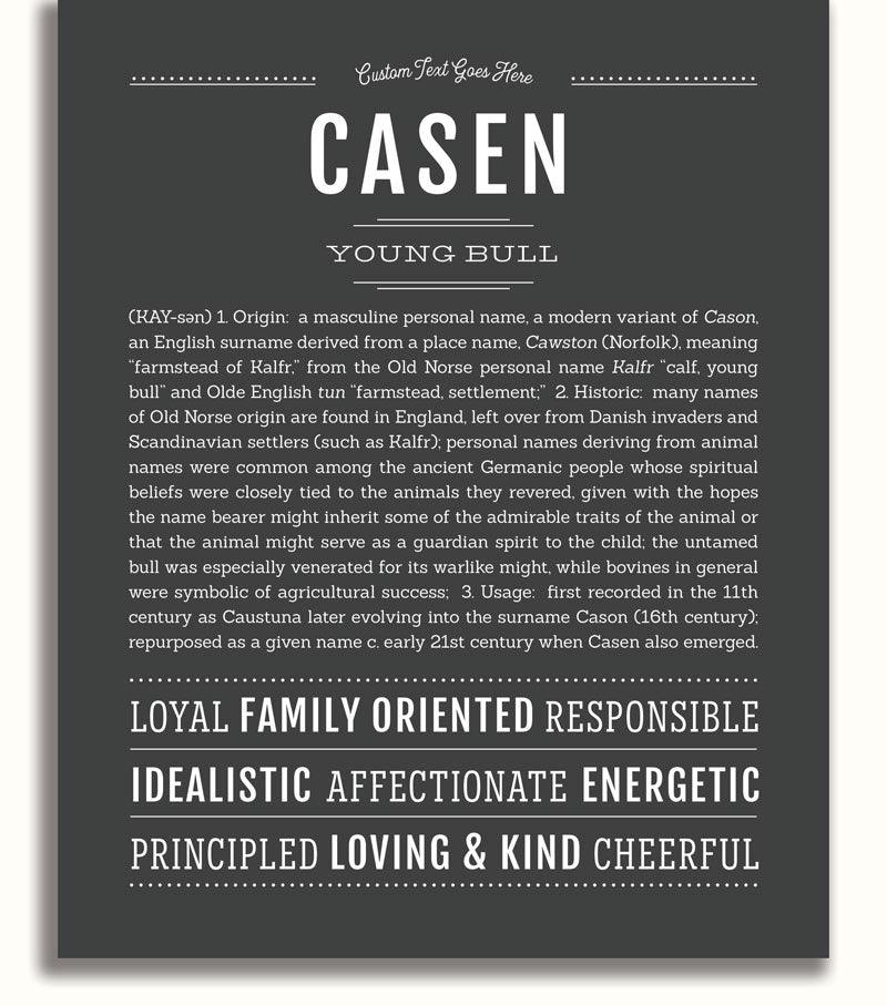 Casen Personalized Name Meaning Art Prints – Name Stories