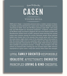 Casen Personalized Name Meaning Art Prints – Name Stories