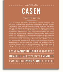 Casen Personalized Name Meaning Art Prints – Name Stories