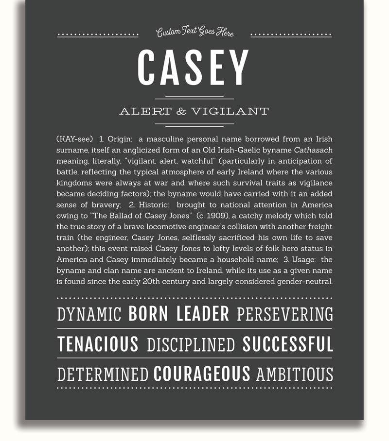 Casey Personalized Name Meaning Art Prints – Name Stories