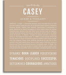 Casey Personalized Name Meaning Art Prints – Name Stories