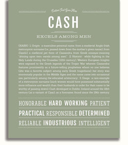 Cash Personalized Name Meaning Art Prints – Name Stories