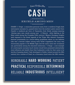 Cash Personalized Name Meaning Art Prints – Name Stories