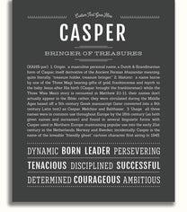Casper Personalized Name Meaning Art Prints – Name Stories