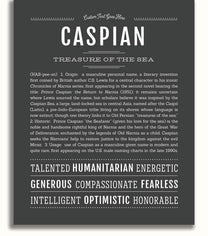 Caspian Personalized Name Meaning Art Prints – Name Stories