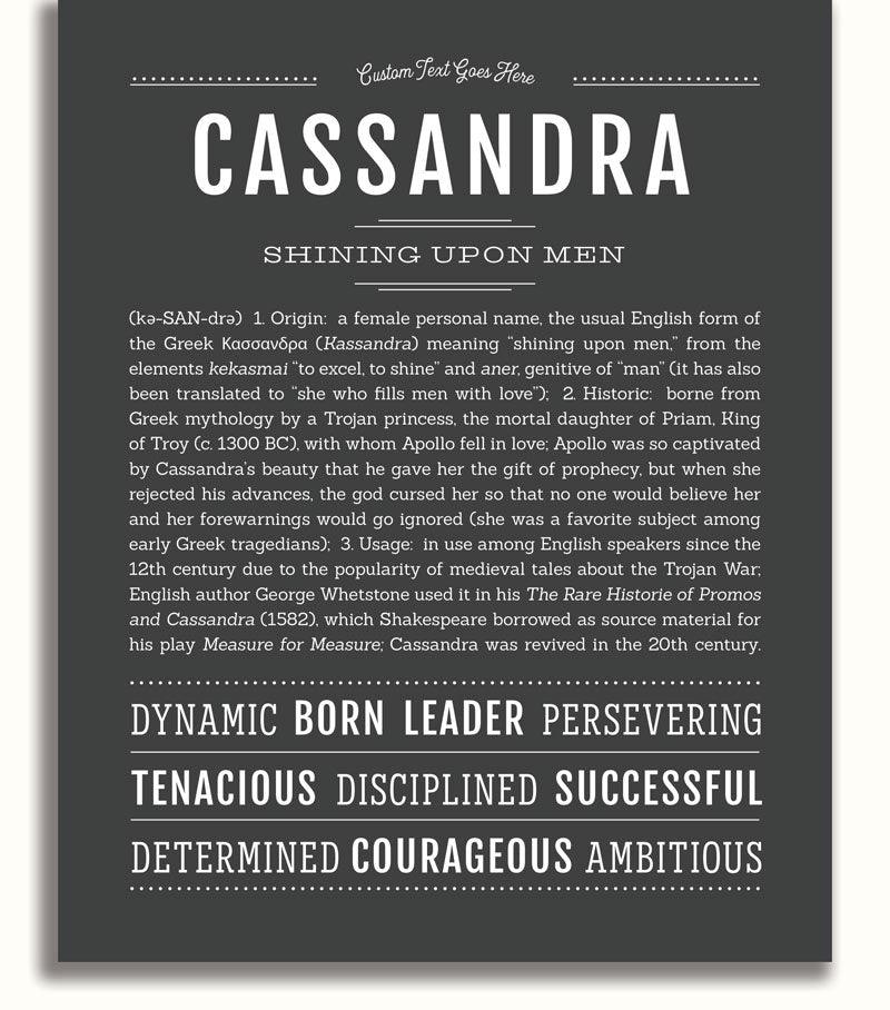 Cassandra Personalized Name Meaning Art Prints – Name Stories
