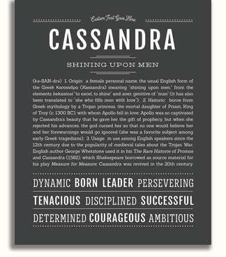 Cassandra Personalized Name Meaning Art Prints – Name Stories