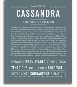 Cassandra Personalized Name Meaning Art Prints – Name Stories