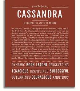 Cassandra Personalized Name Meaning Art Prints – Name Stories