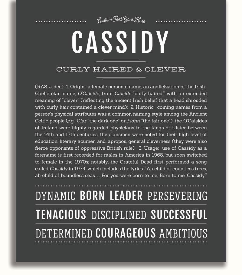 Cassidy Personalized Name Meaning Art Prints – Name Stories