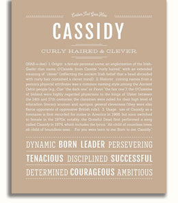 Cassidy Personalized Name Meaning Art Prints – Name Stories
