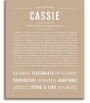 Cassie Personalized Name Meaning Art Prints – Name Stories
