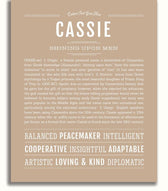 Cassie Personalized Name Meaning Art Prints – Name Stories