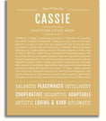 Cassie Personalized Name Meaning Art Prints – Name Stories