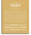 Cassie Personalized Name Meaning Art Prints – Name Stories