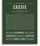 Cassie Personalized Name Meaning Art Prints – Name Stories