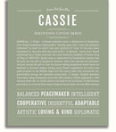 Cassie Personalized Name Meaning Art Prints – Name Stories