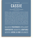 Cassie Personalized Name Meaning Art Prints – Name Stories
